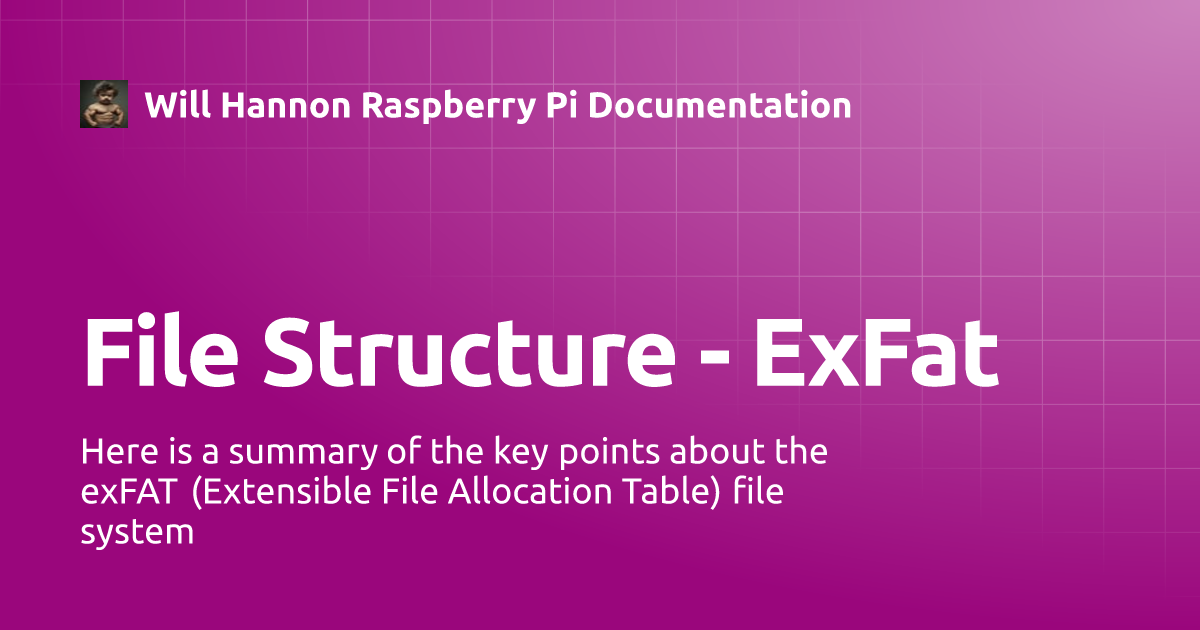 File Structure Exfat Will Hannon Raspberry Pi Documentation